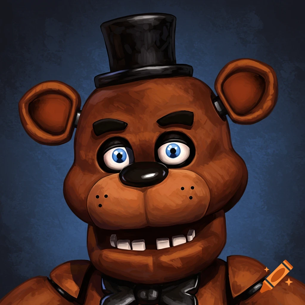 Freddy Fazbear with distorted features on Craiyon