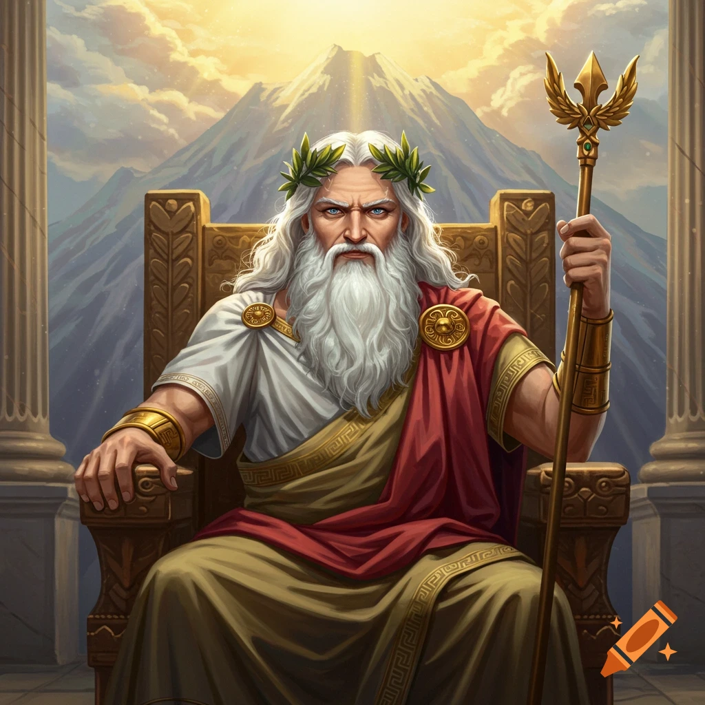 Zeus covered in ash on Craiyon