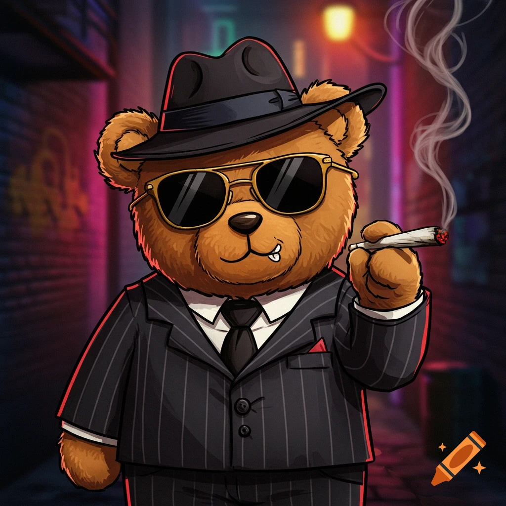 Gangster teddy bear smoking weed on Craiyon