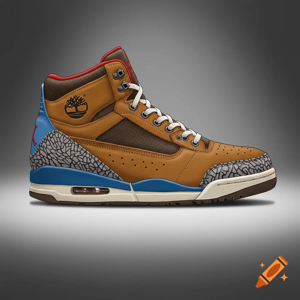 Jordan 3 inspired Timberland Euro Hiker on Craiyon