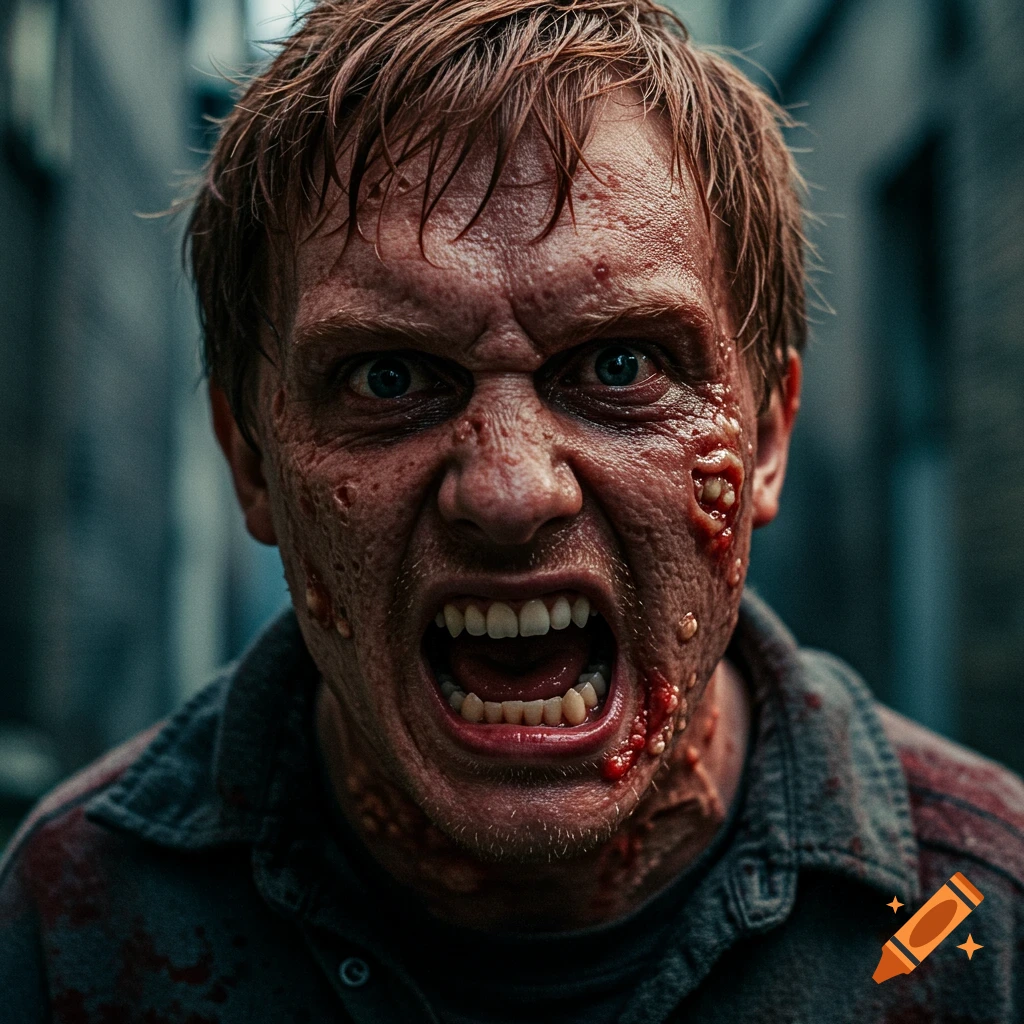 Illustration of a short red-haired man infected with the Rage Virus ...