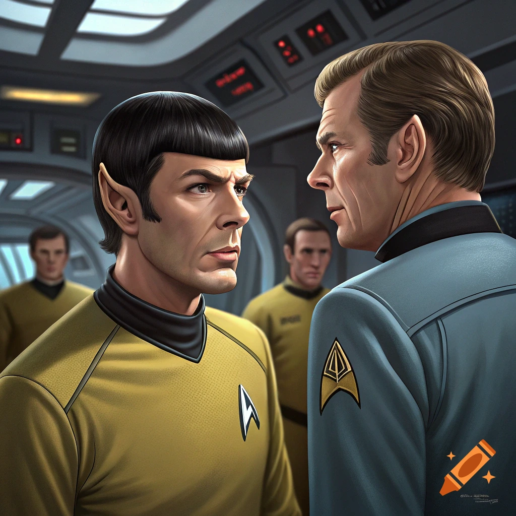 Mr. Spock talking to Captain Kirk from Star Trek on Craiyon