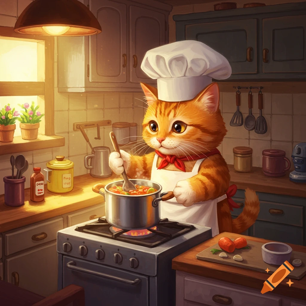 Cat cooking on Craiyon