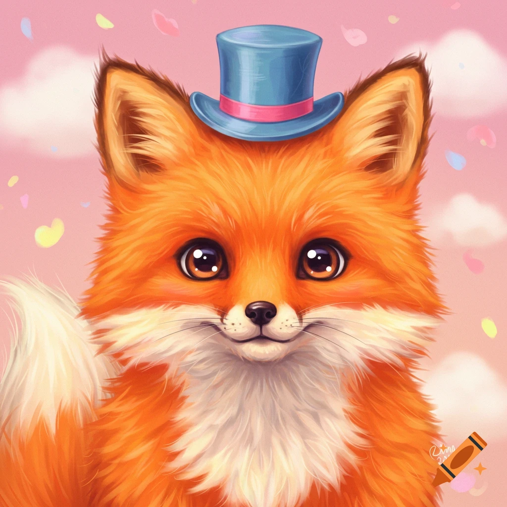 Cute cartoon fennec fox holding a crayon on Craiyon