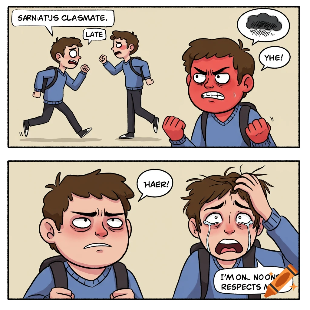 Comic strip of a student responding sarcastically with poor emotional ...