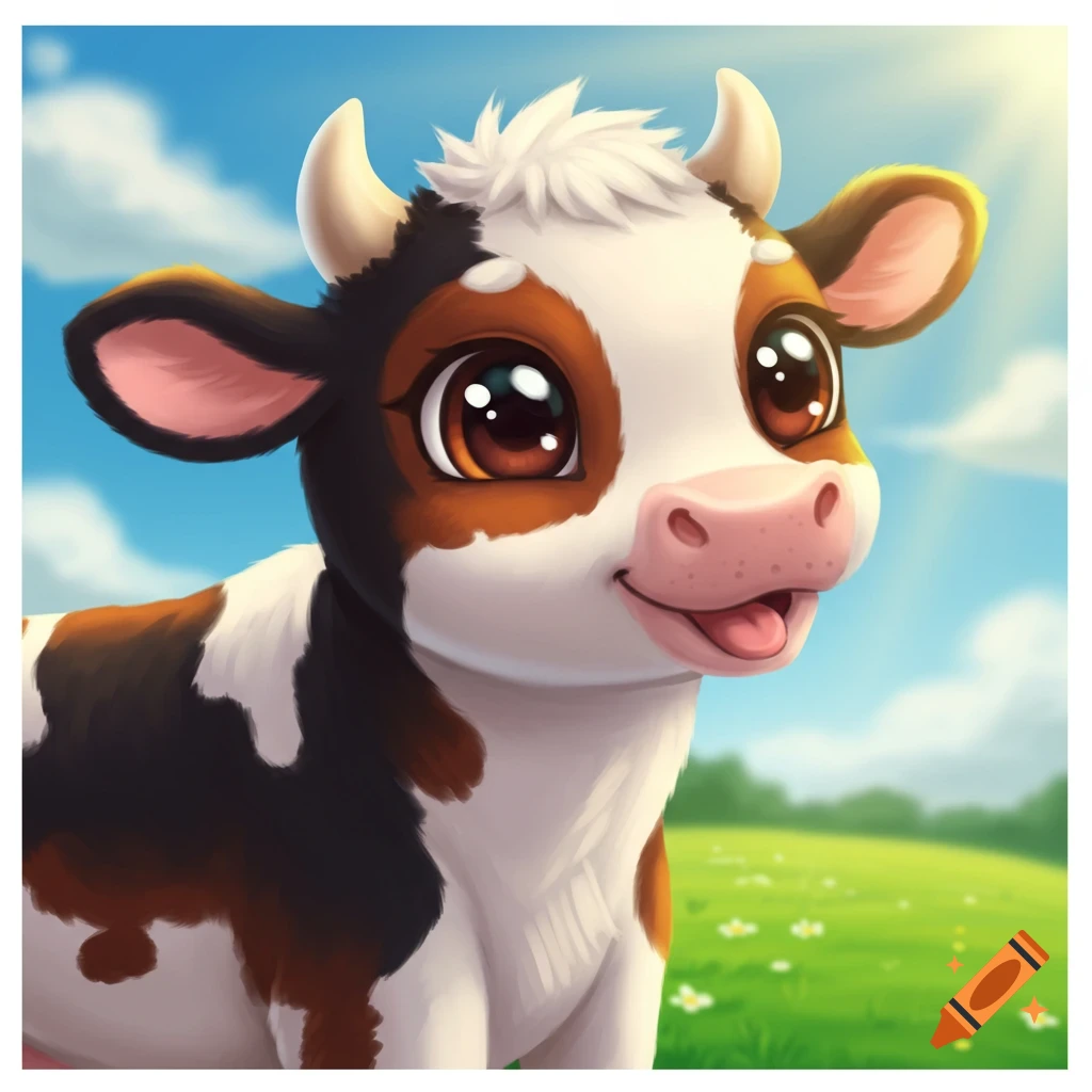 Fluffy cow drawing on Craiyon