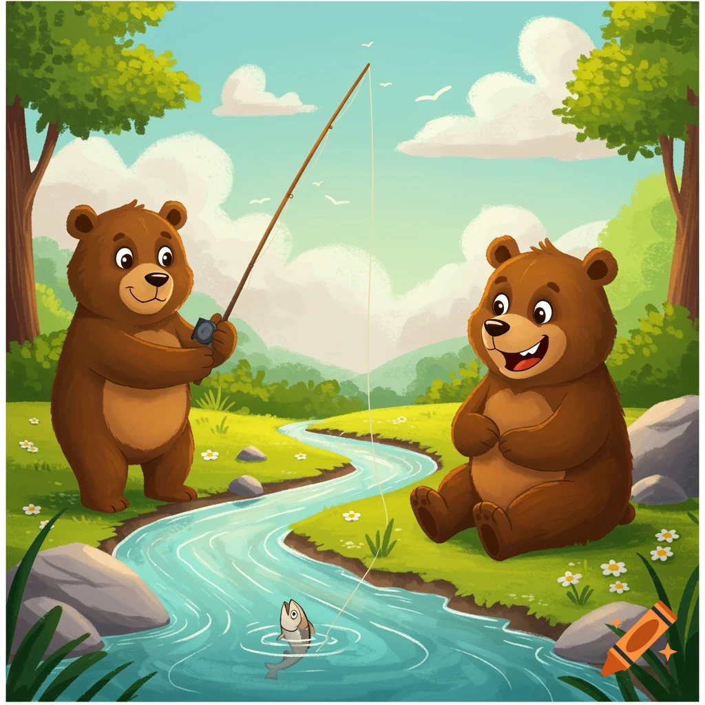 A cartoon teddy bear sits in a forest holding a pot of honey. on Craiyon