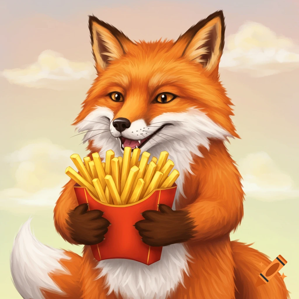 Fox with fries on Craiyon