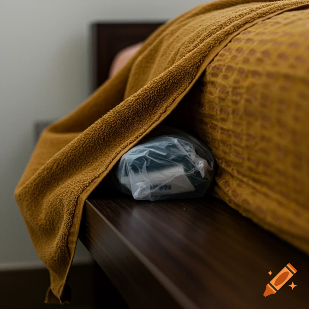 Small plastic bag hidden under fabric on Craiyon