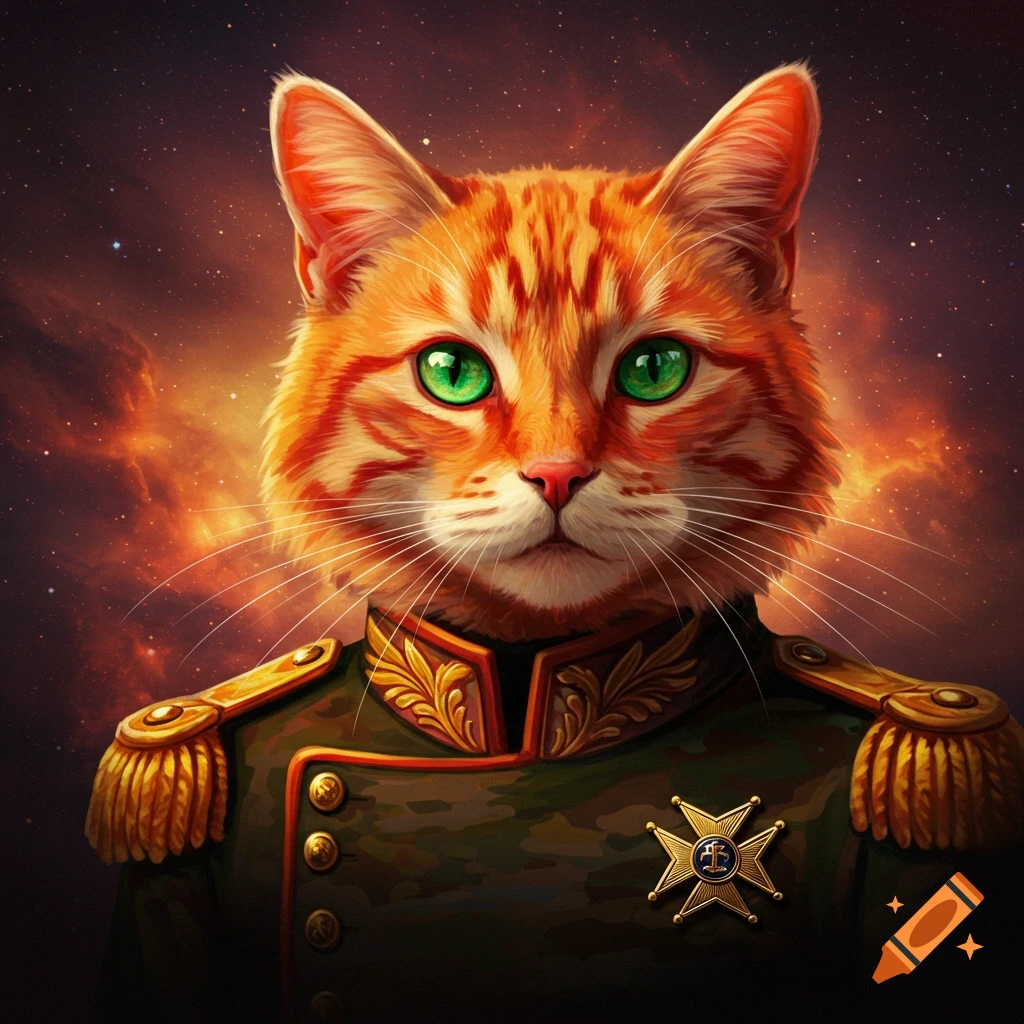 Cat with a badge as a lieutenant colonel, a funny picture of a cat. on ...