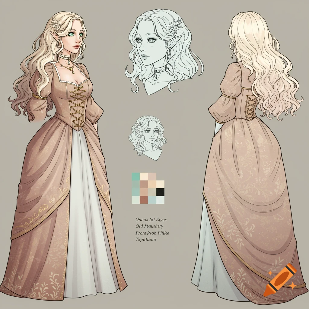 Line art of a platinum blonde woman with long wavy hair and an ...