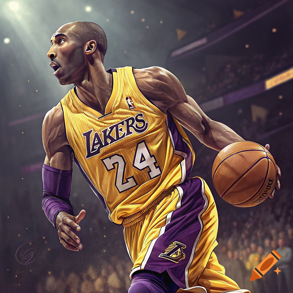 Illustration of Kobe Bryant playing basketball and being guarded by ...
