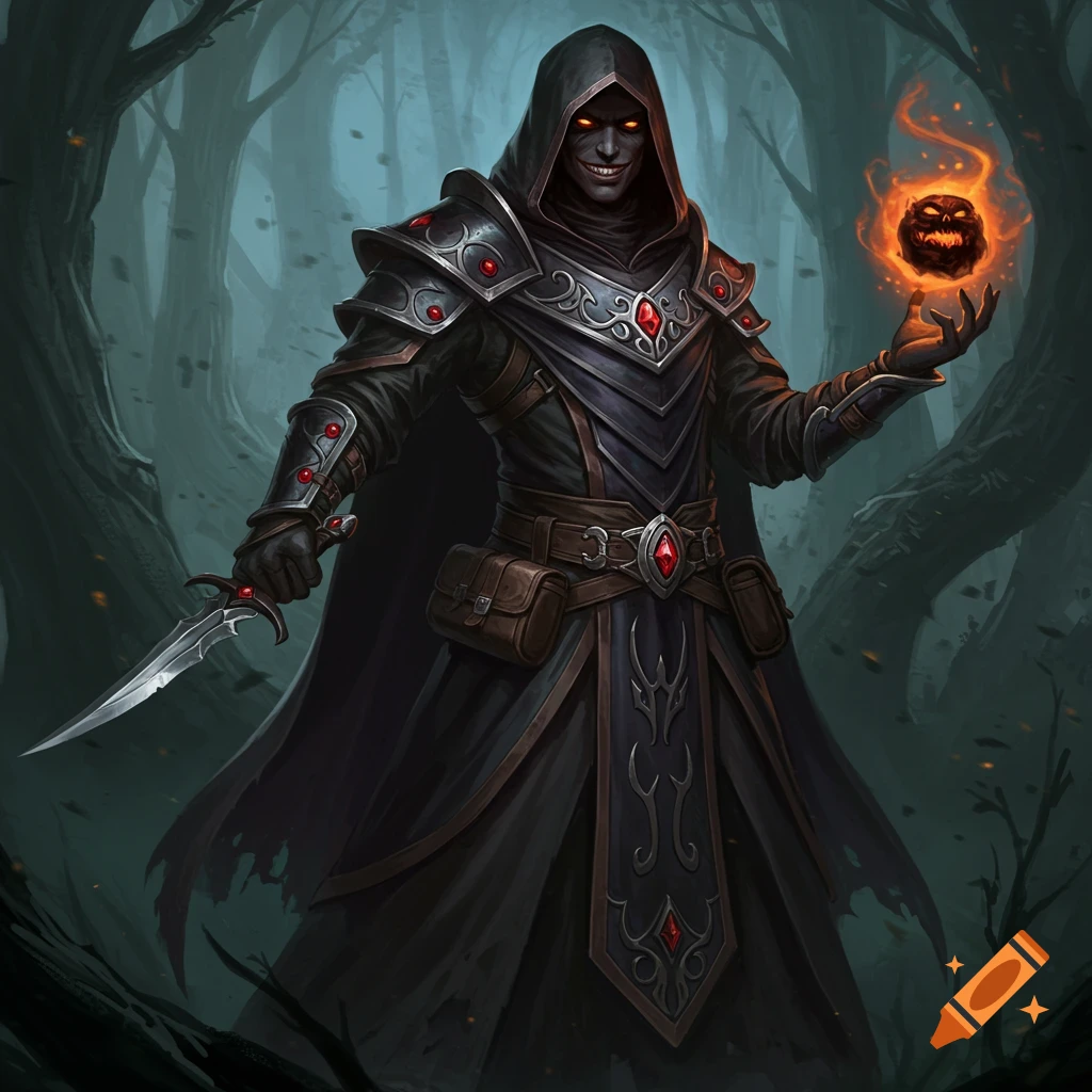 Warlock Rogue character concept art or illustration, ambiguous style ...