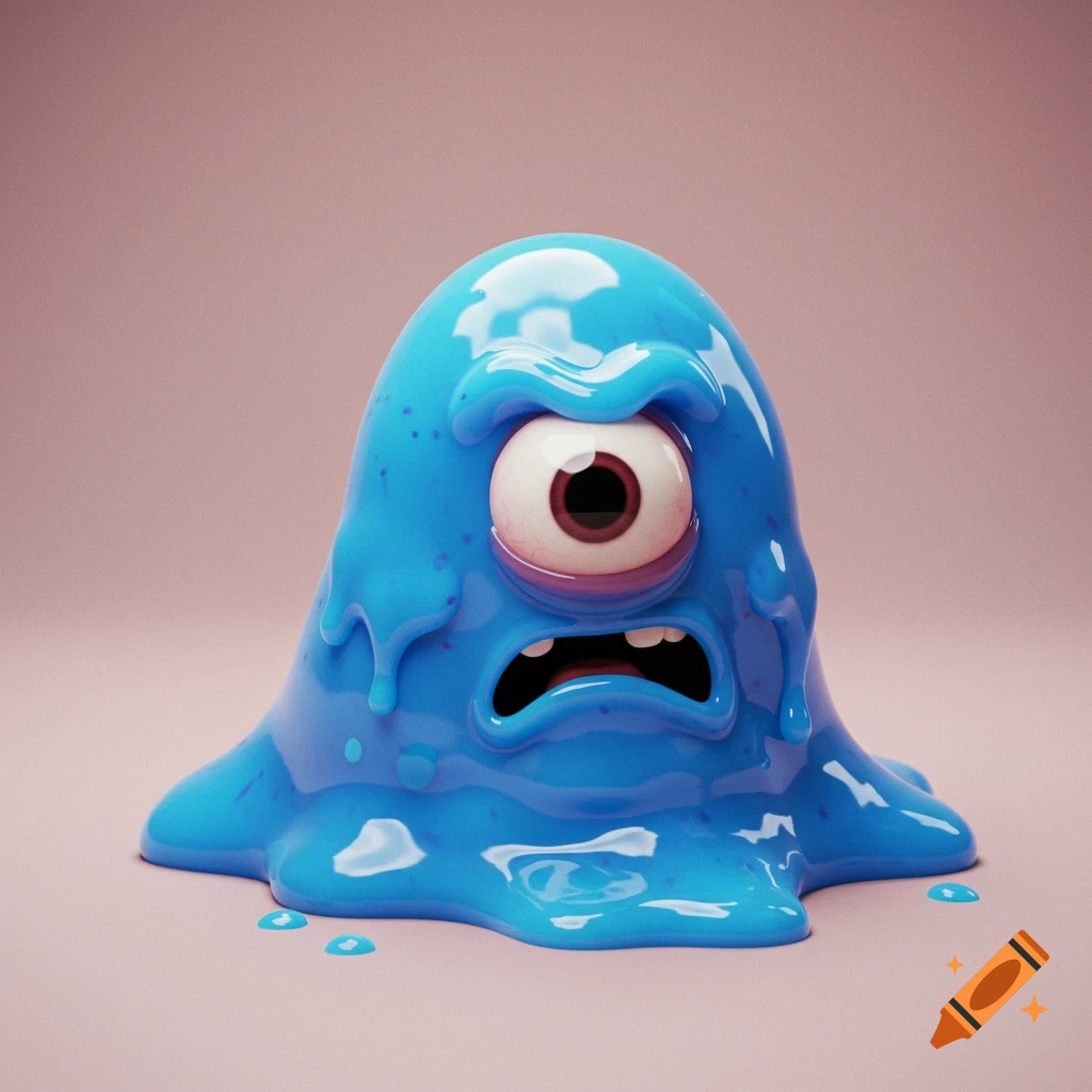 Blue gooey one-eyed blob in Pixar style on Craiyon