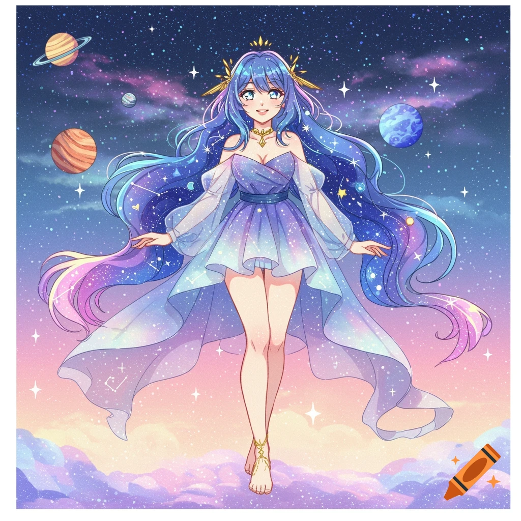 Celestial VTuber full body illustration on Craiyon