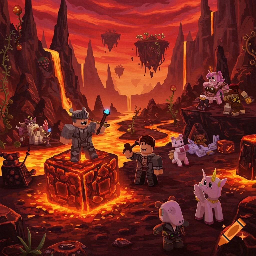 Roblox character fleeing haunted forest on Craiyon