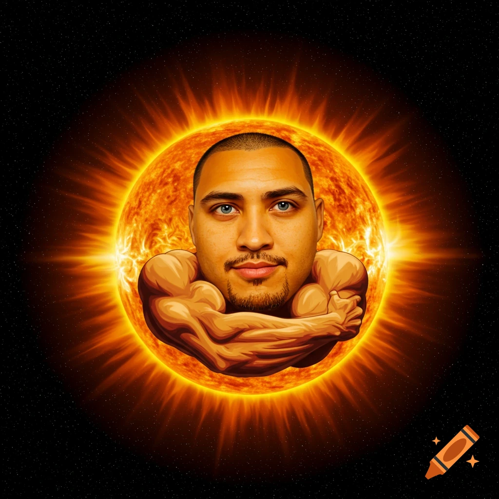 Sun with Chad face on Craiyon