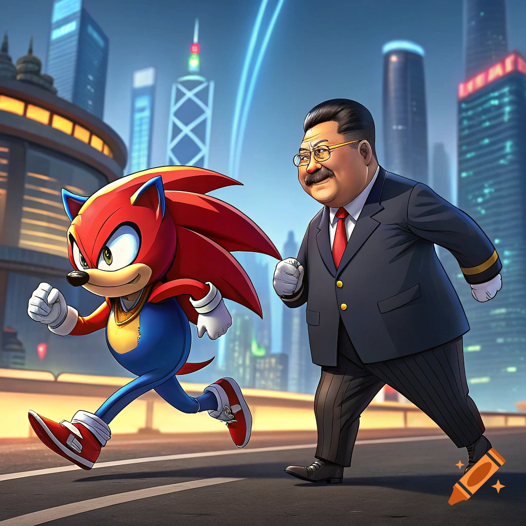 Sonic the hedgehog with President Xi Jinping depicted as Dr. Robotnic ...