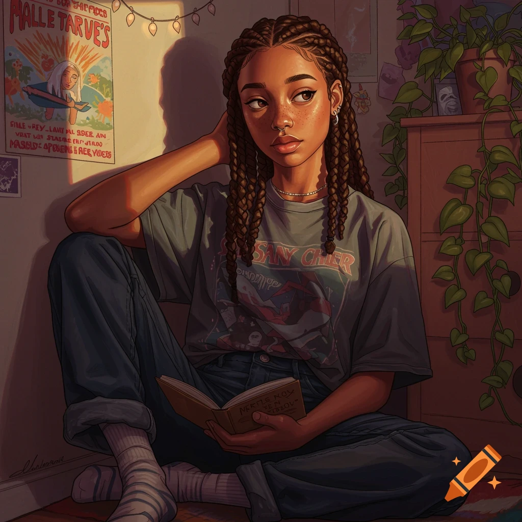 Pretty seventeen-year-old Black girl on Craiyon