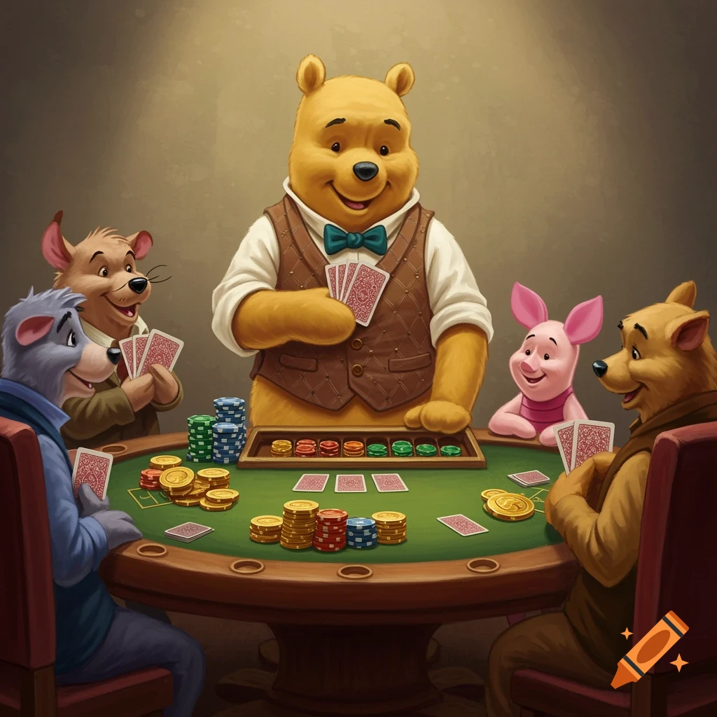 Black wolf in a suit playing poker on Craiyon