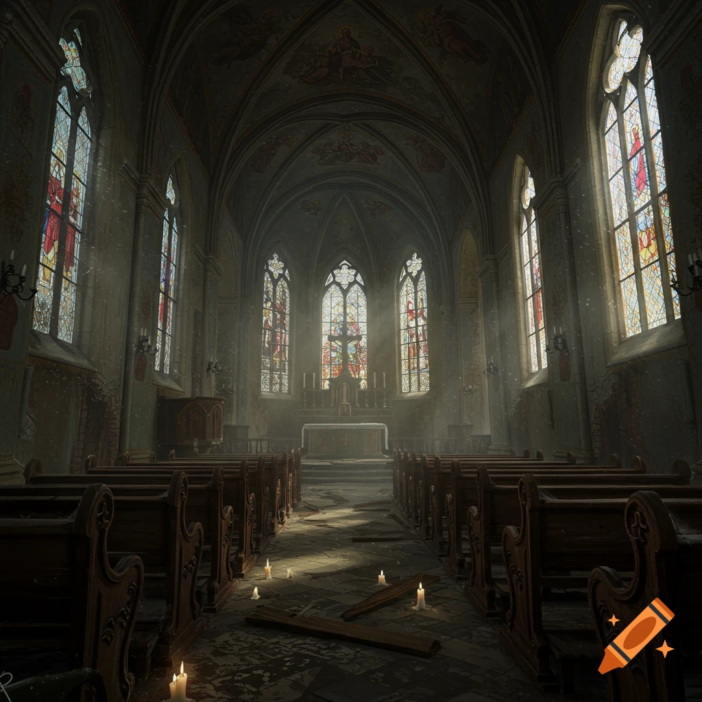 Ornate, decaying ballroom in a haunted mansion on Craiyon