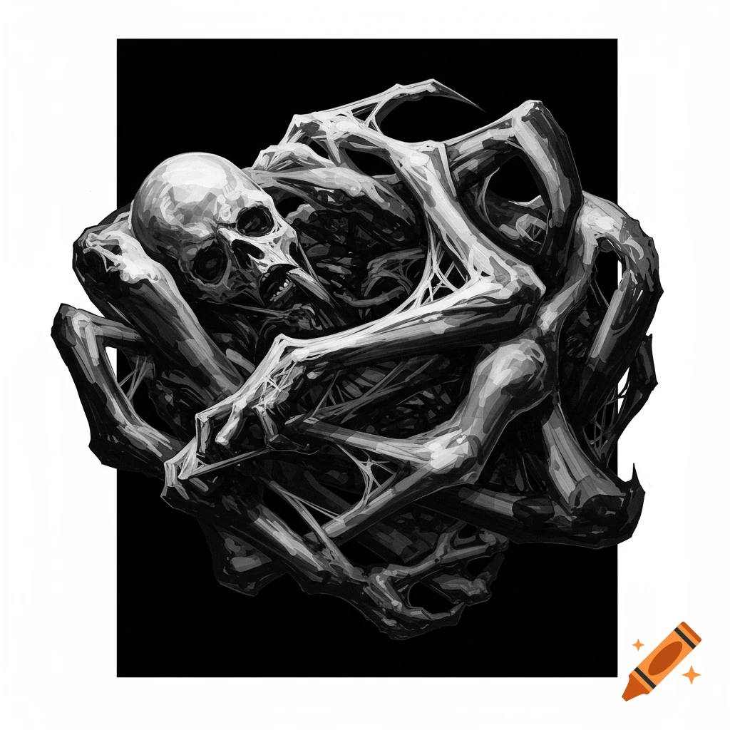 Black and white abstract forms representing suffocation on Craiyon