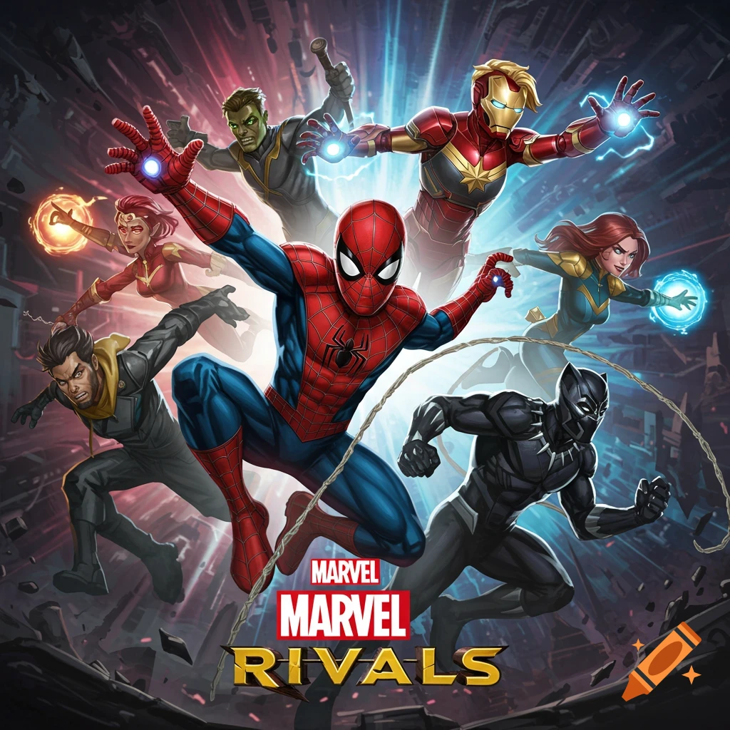 Image of Marvel superheroes including Spider-Man, Iron Man, and Black ...