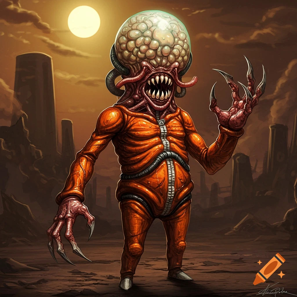 Creepy slug/baby hybrid with fanged teeth and marble eyes on Craiyon