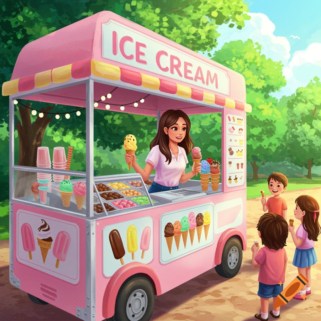 Ice cream stand on Craiyon