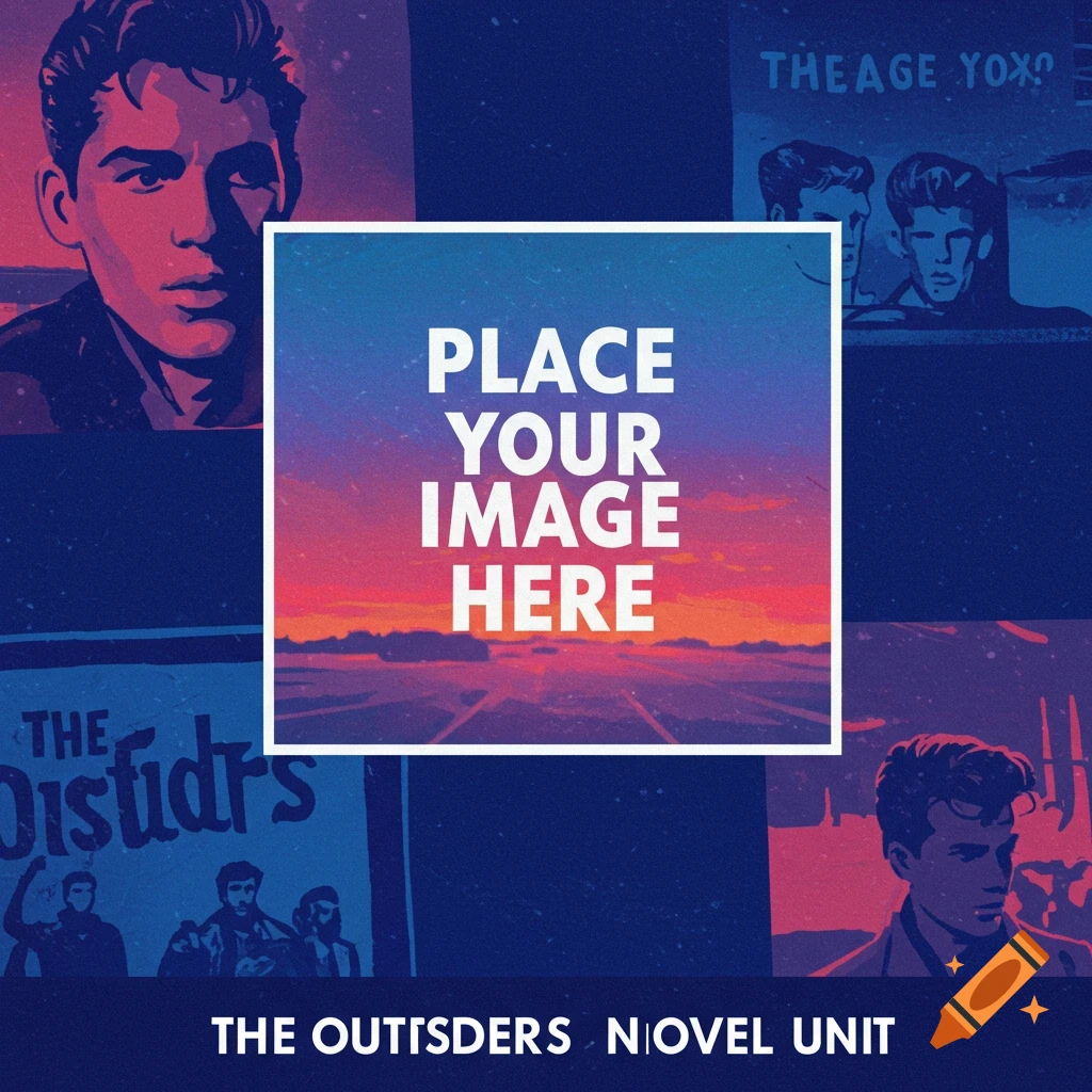 Place your image here message for The Outsiders novel unit on Craiyon