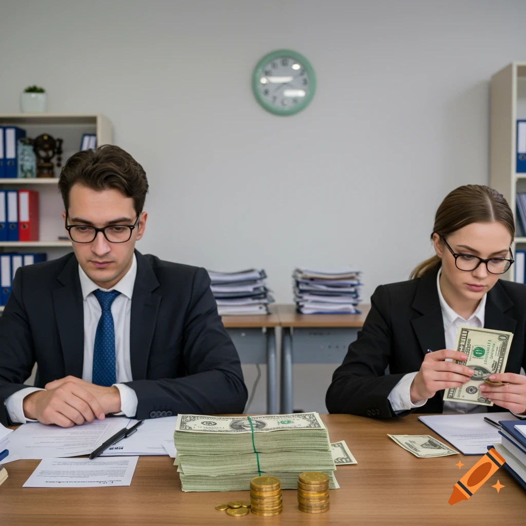 Cartoon of wage gap between man and woman on Craiyon