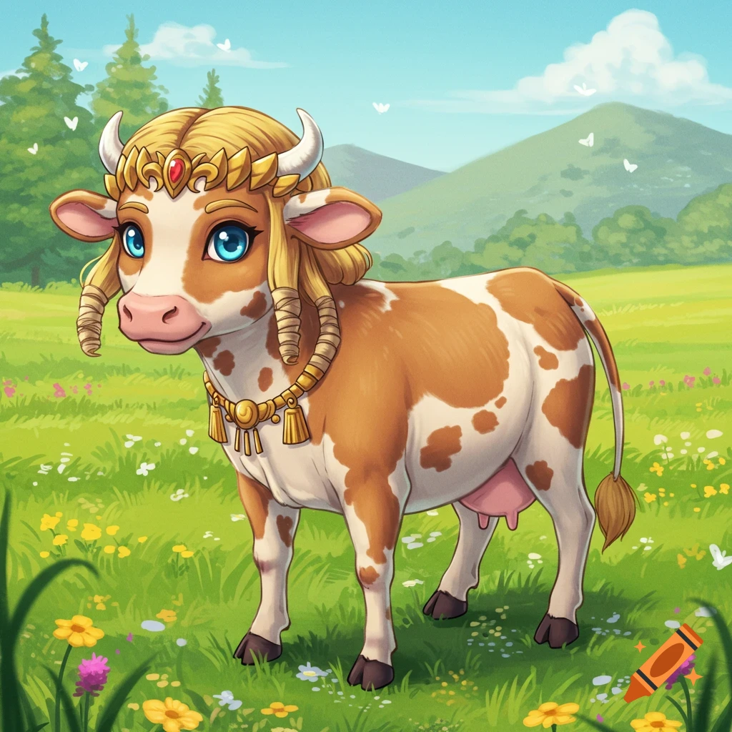 Princess Zelda as a cow character mashup illustration concept art ...