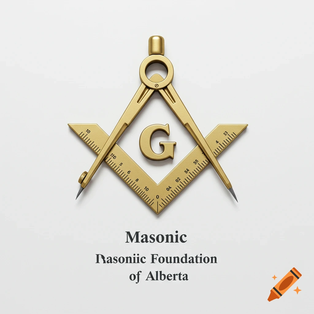 Masonic Square and Compasses with "Masonic Foundation of Alberta" on Craiyon