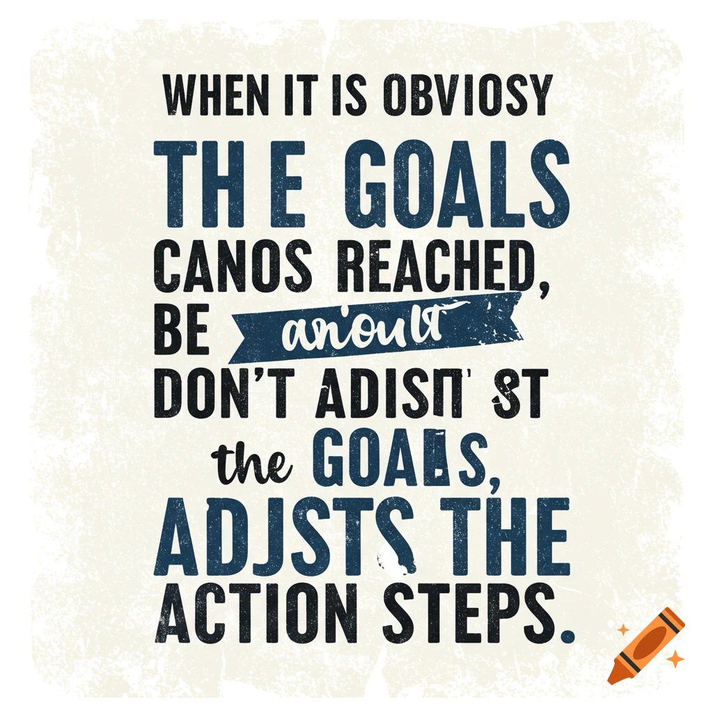 Motivational quote about adjusting action steps, not goals. on Craiyon