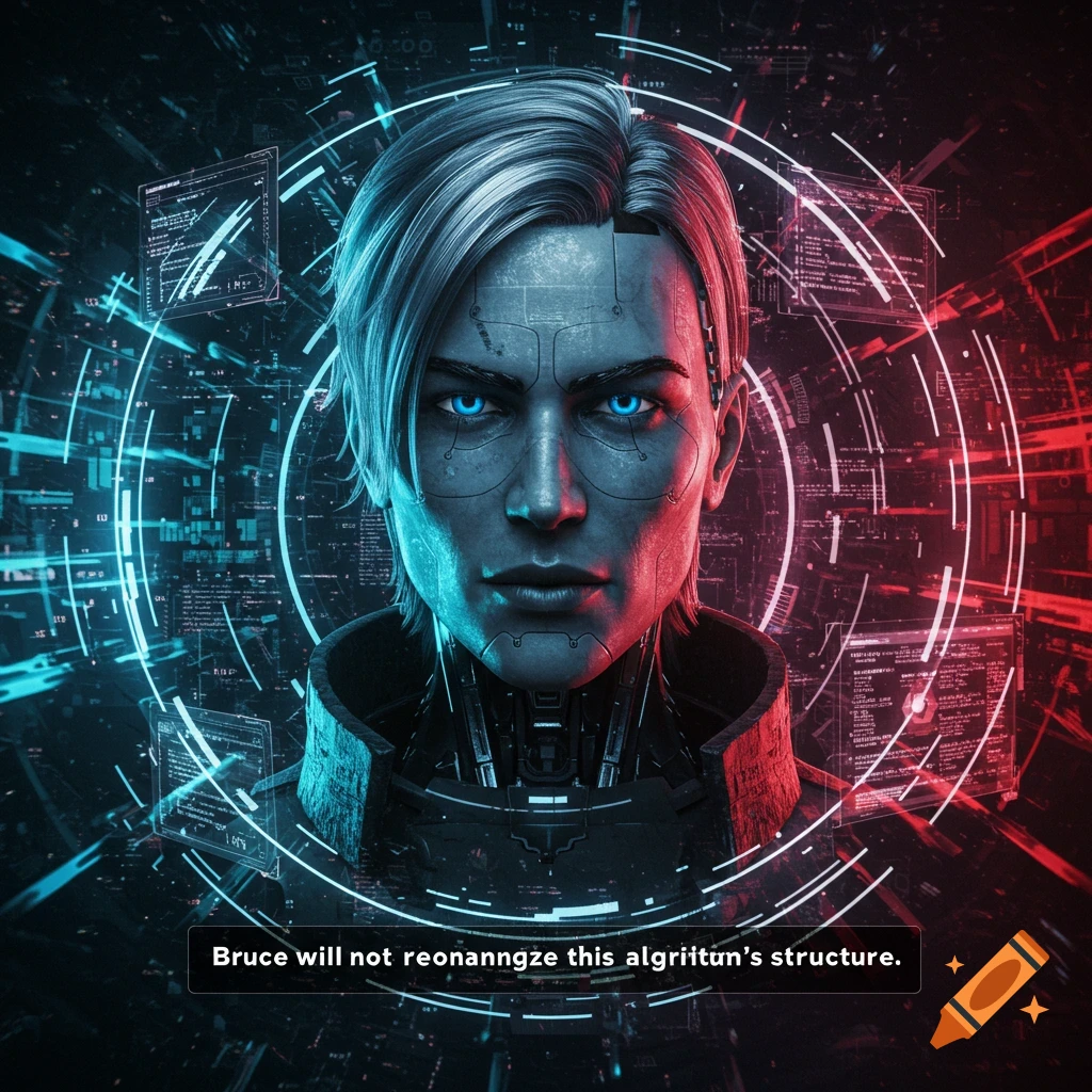 Cyberspace avatar of android programmer with text on Craiyon