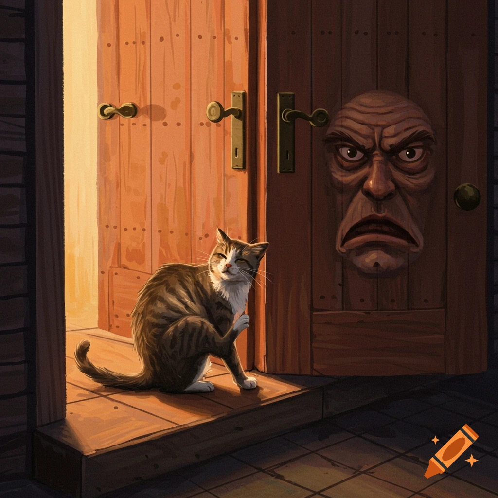 Cat scratching its back on a leg on Craiyon