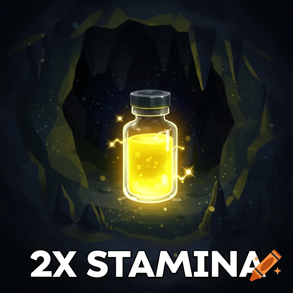 2x Stamina gamepass thumbnail for Roblox caving game with yellow vial ...