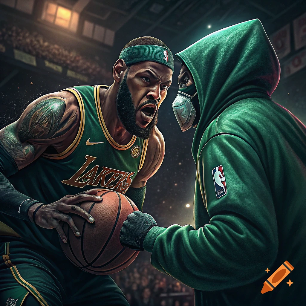 LeBron James kissing Shrek on Craiyon