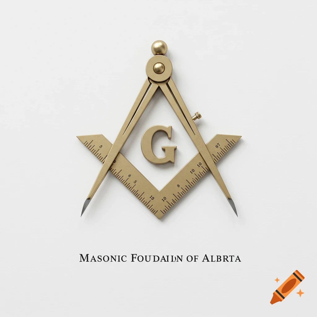 Masonic Square and Compasses with "Masonic Foundation of Alberta" on Craiyon