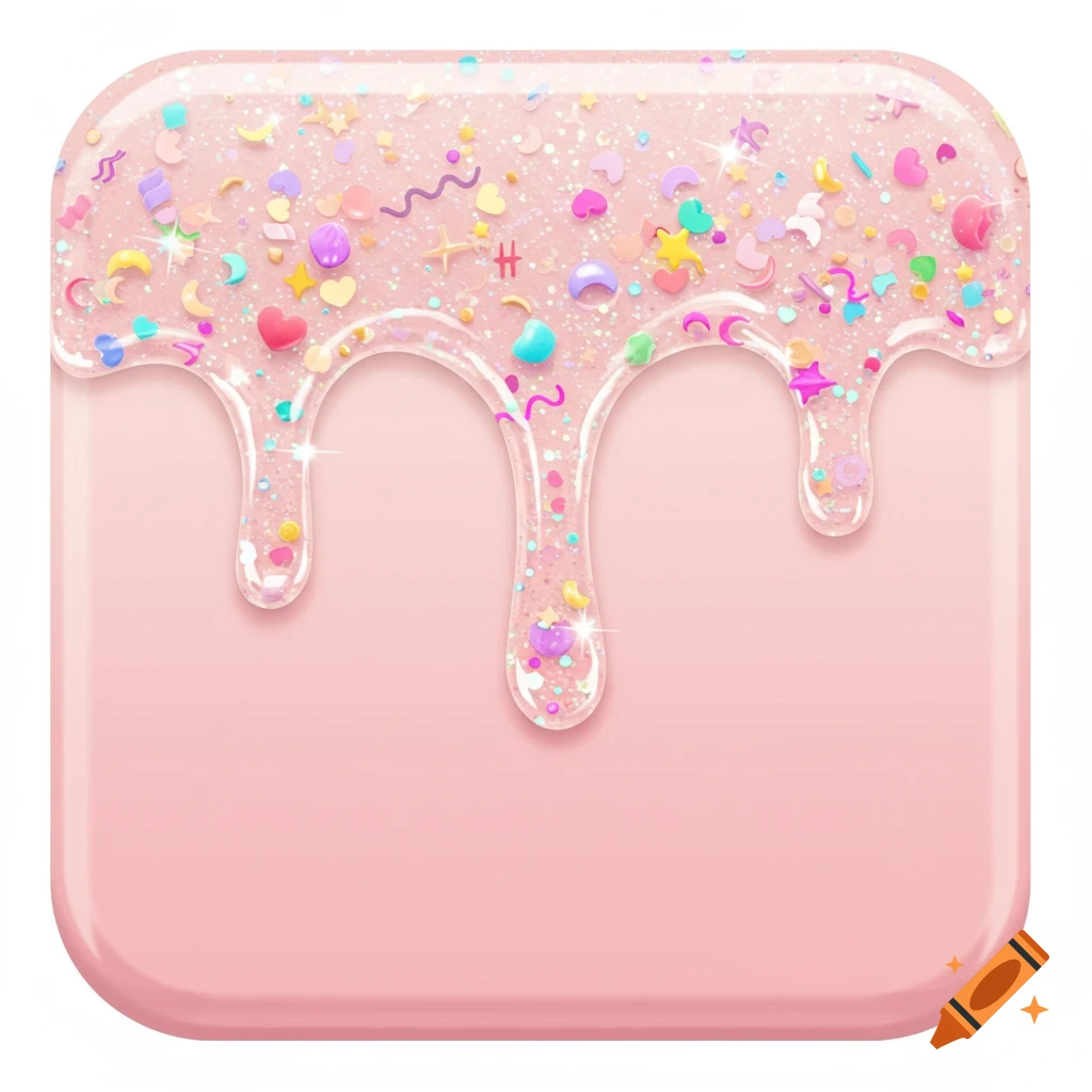 App icon with pastel background and glitter slime dripping with ...