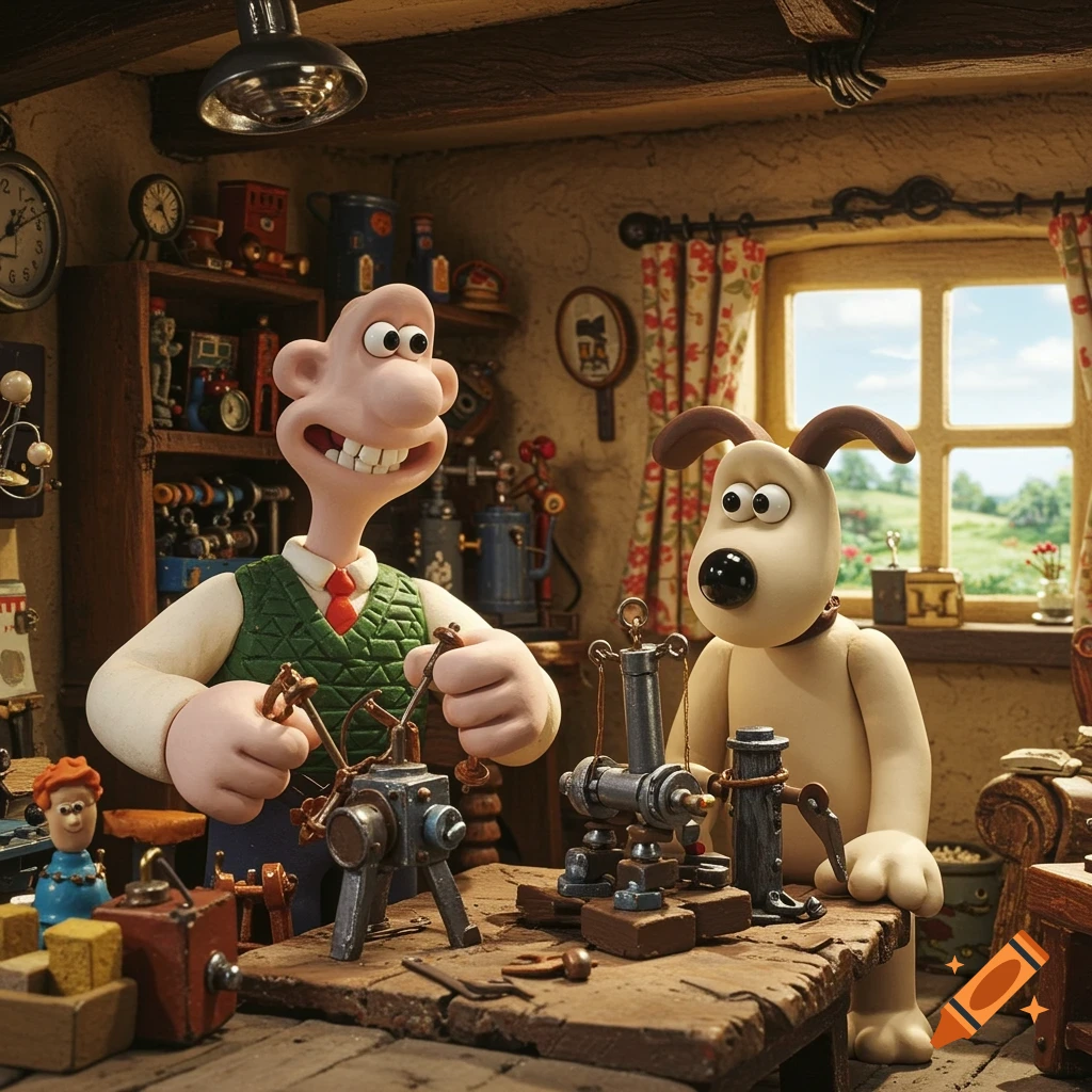 Wallace and Gromit characters on Craiyon
