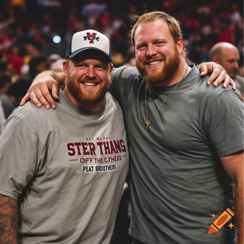 AJ Hawk and Pat McAfee as stepbrothers on Craiyon