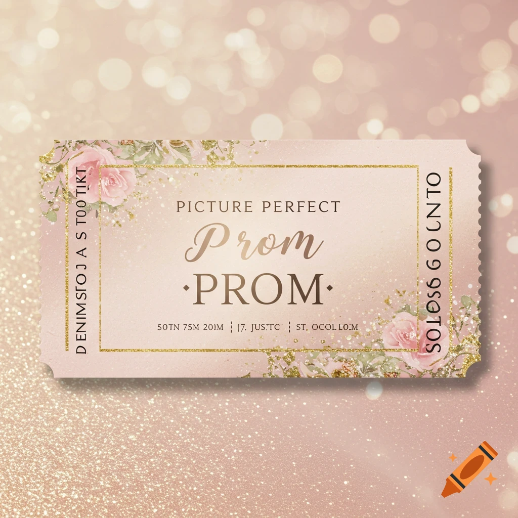 Red and black 'Picture Perfect Prom' ticket design. on Craiyon