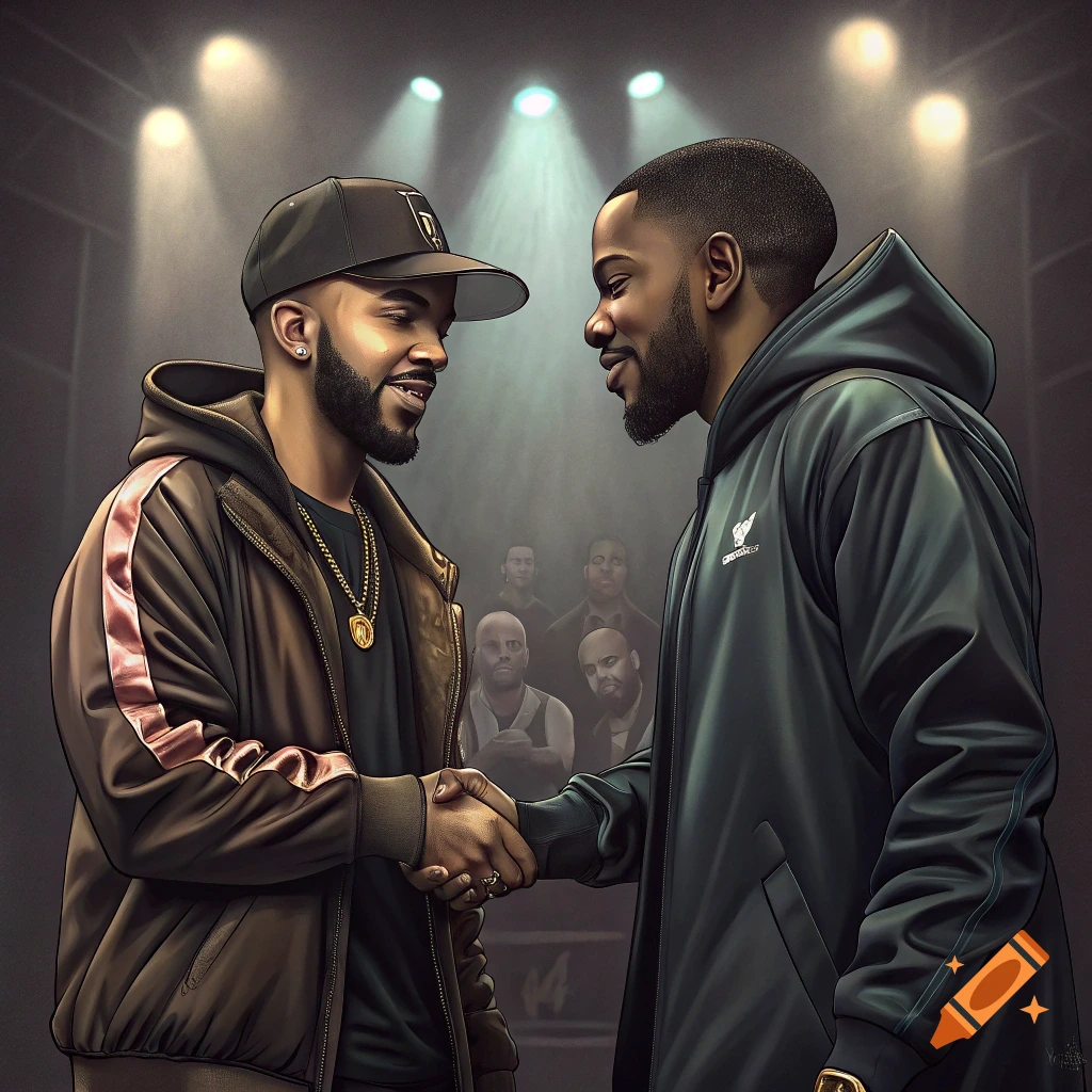 Kanye West and Drake in all-black outfits in Toronto with CN Tower on ...