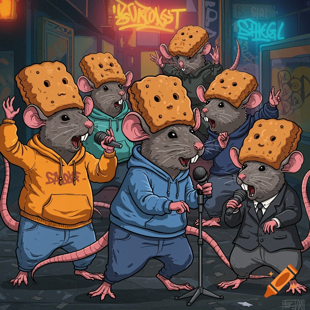 Anthropomorphic rats in cyberpunk leather jackets shopping for jewelry ...