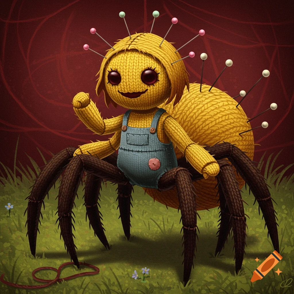 Lanette Pincushion, creepy cute spider-like Yarnling character made of ...