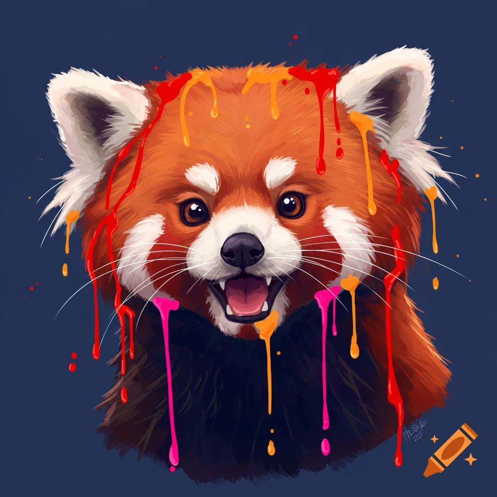 Red panda with drip, stylish animal illustration or photograph, style ...