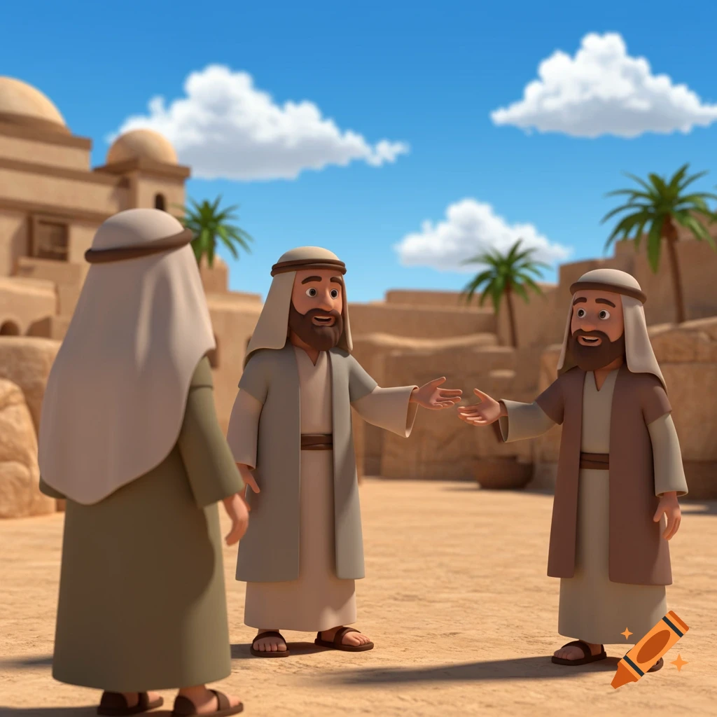 3D animation of Jesus' disciples sharing the resurrection news on Craiyon