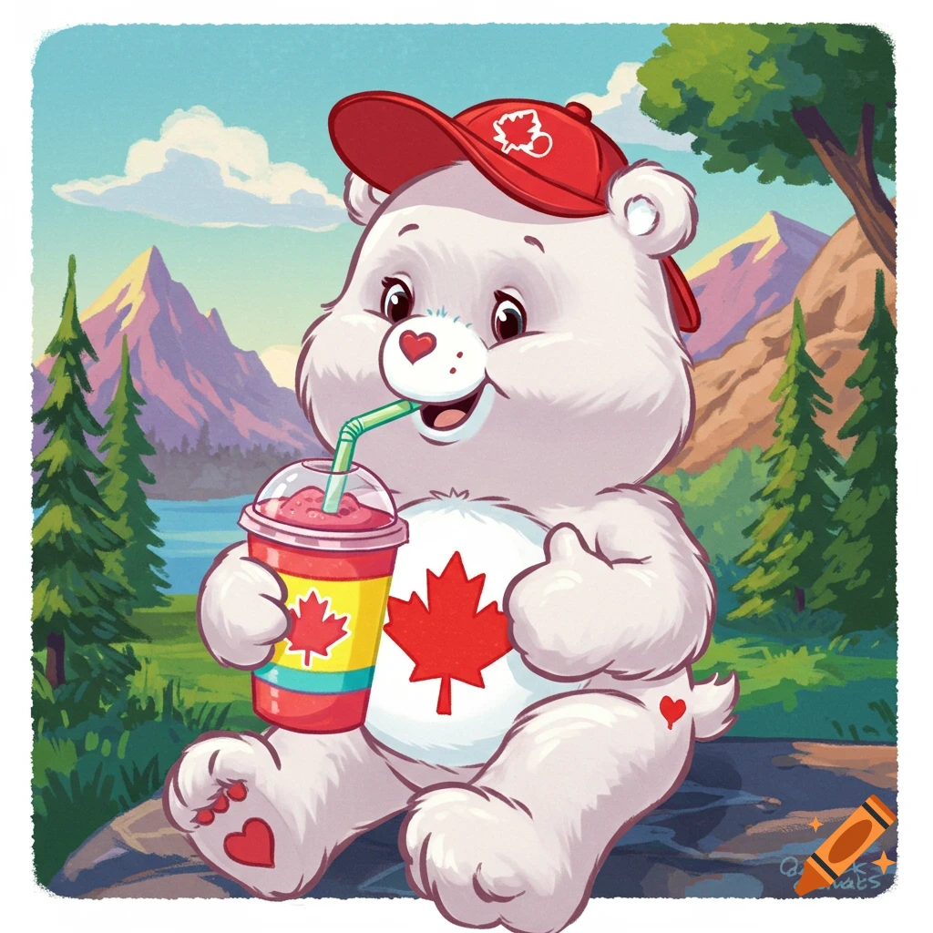 Care Bear enjoying a smoothie on Craiyon