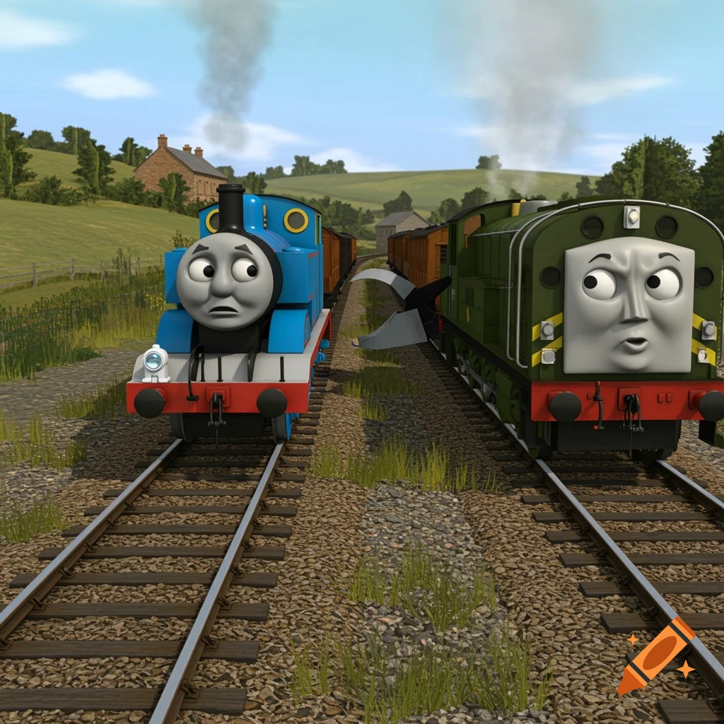 Vito Corleone and Thomas the Tank Engine created on Craiyon